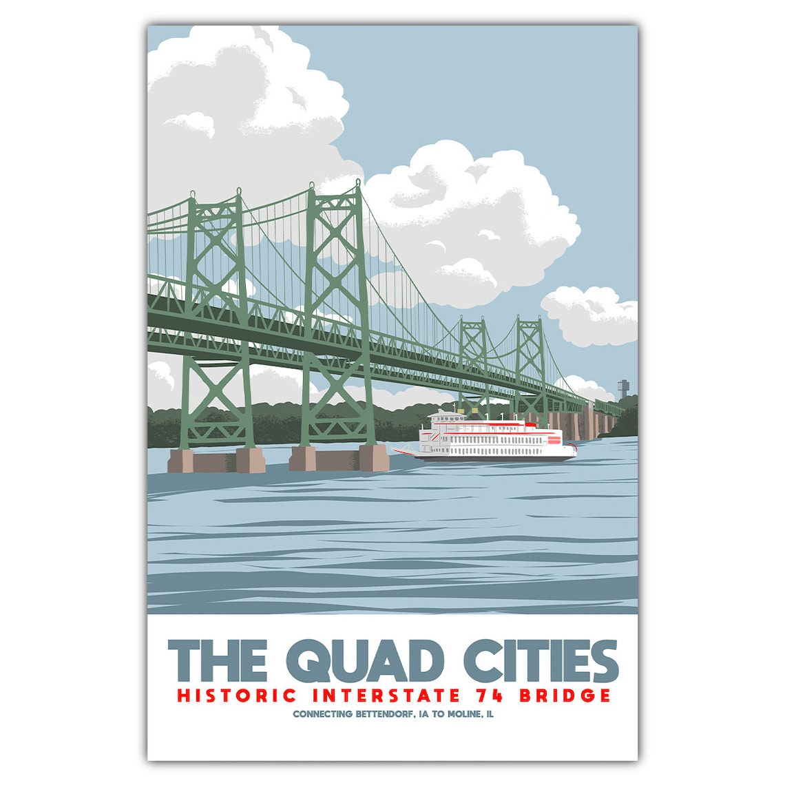 Quad Cities Historic I-74 Bridge Postcard - Etsy