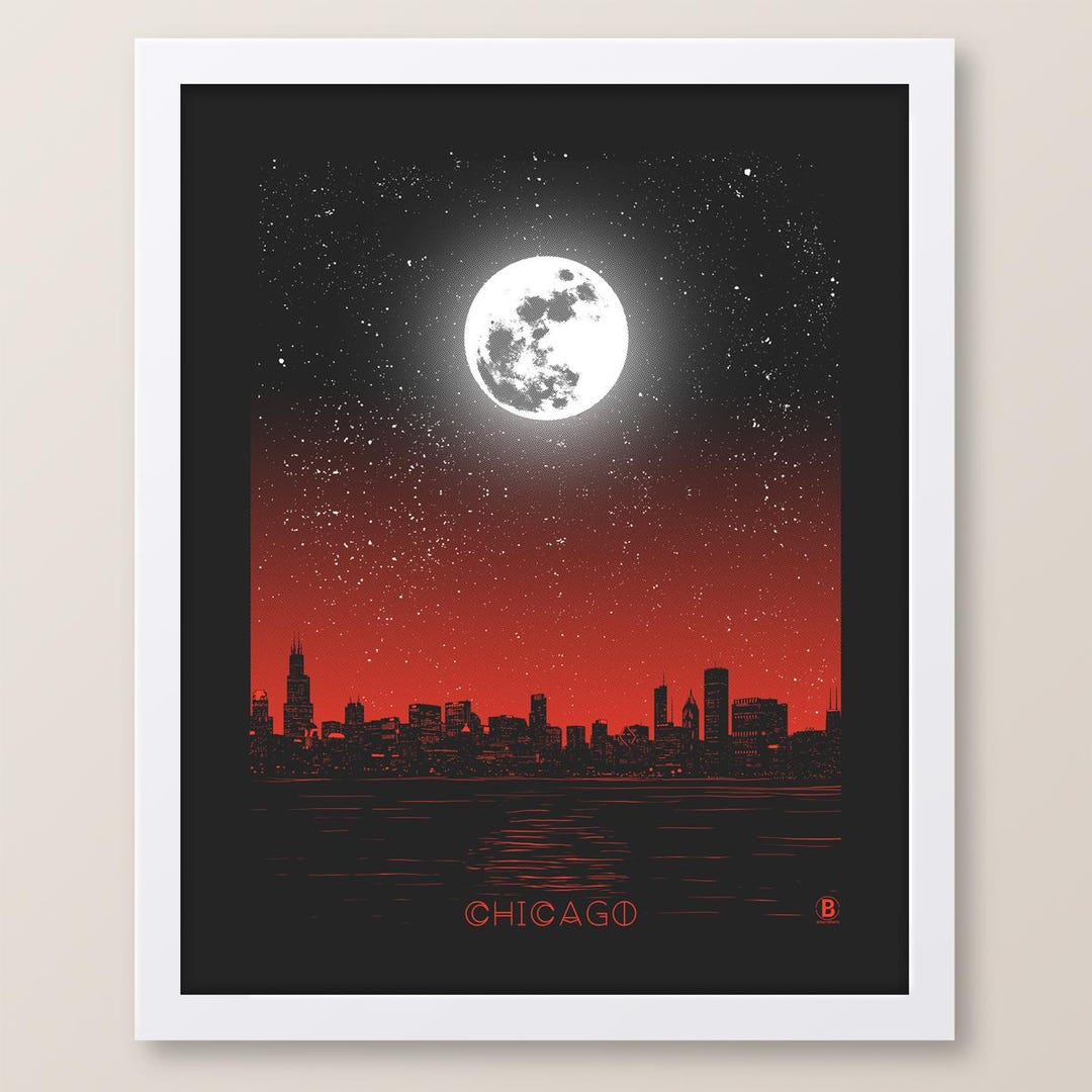 Chicago Illinois Moon Print - Etsy