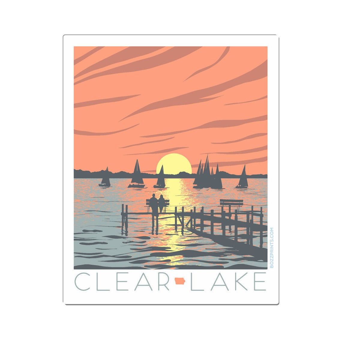 Clear Lake Sunset Magnet/sticker - Etsy