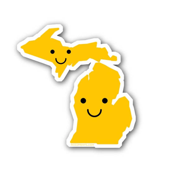 Smiley Face Michigan Sticker - Etsy