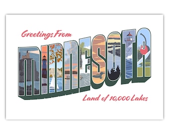 Greetings From Vintage Postcard Digital Postcards Sheet. Antique ...