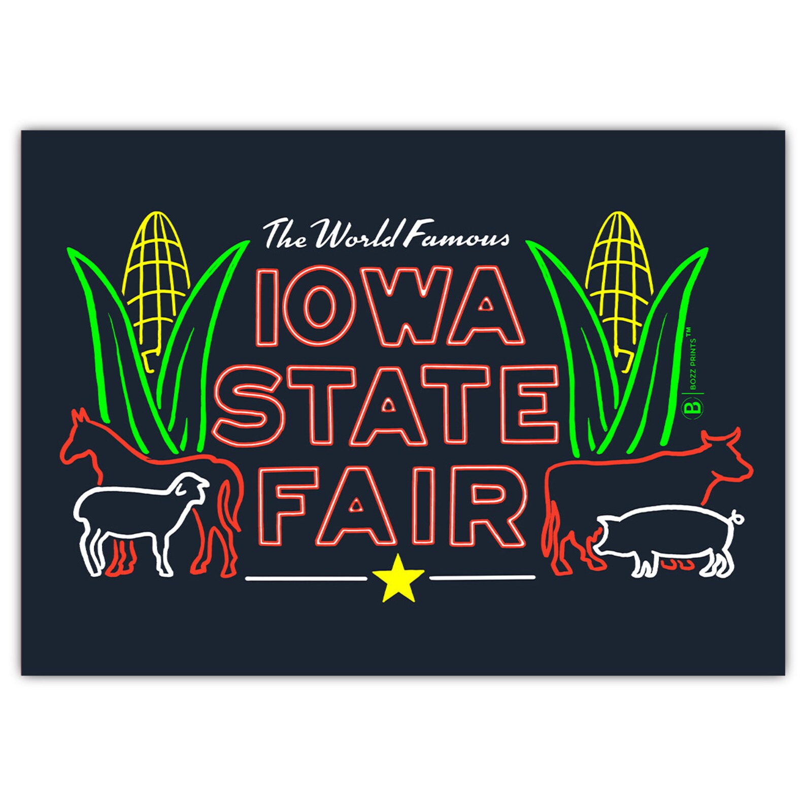 Iowa State Fair Neon Sign Greeting Card - Etsy
