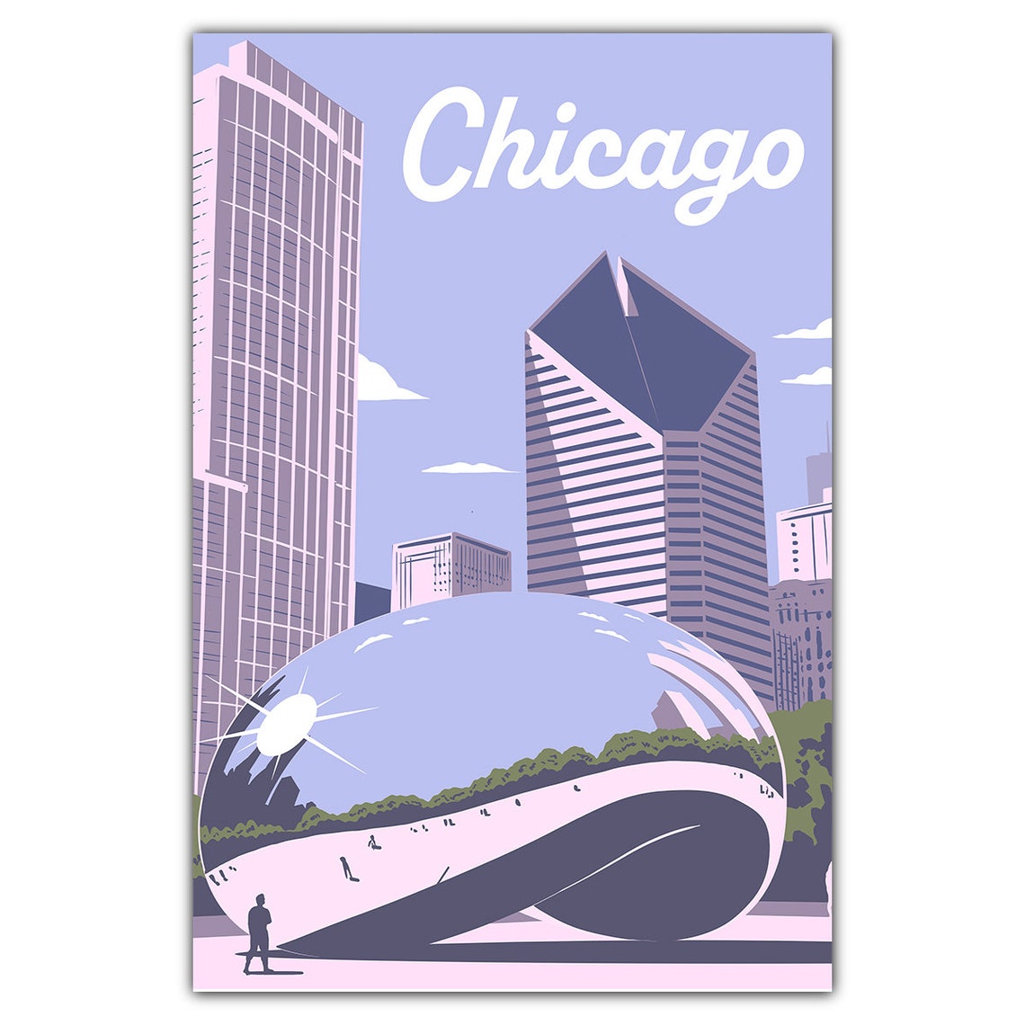 Chicago Cloud Gate Skyline Postcard - Etsy