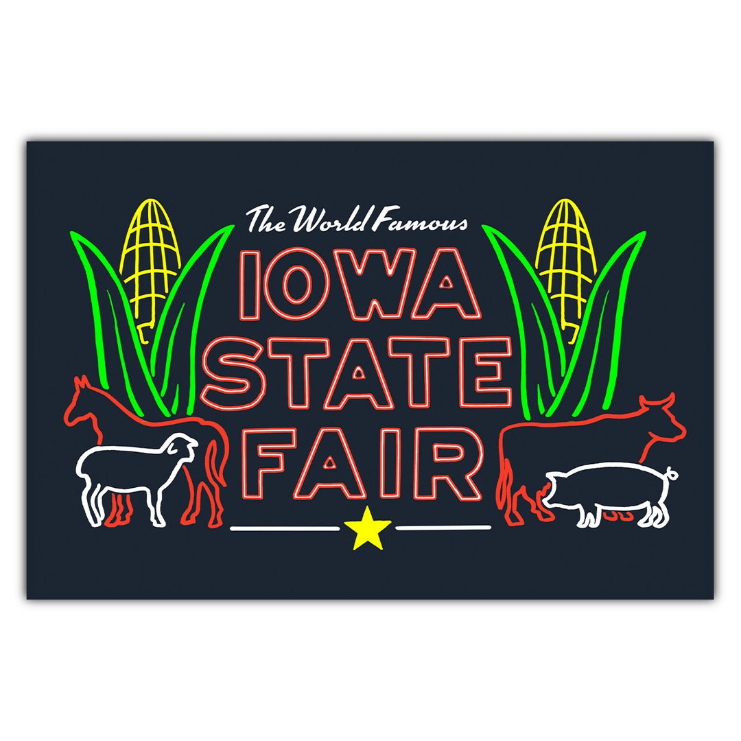 Iowa State Fair Neon Sign Postcard - Etsy