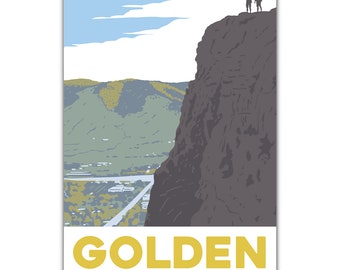 Downtown Golden, Colorado City From Above South Table Mountain ...