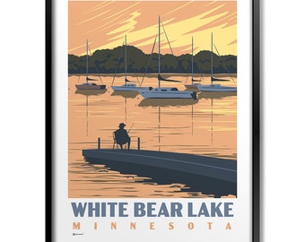 White Bear Lake Map Print, White Bear Lake Map Poster Wall Art, Mn City ...