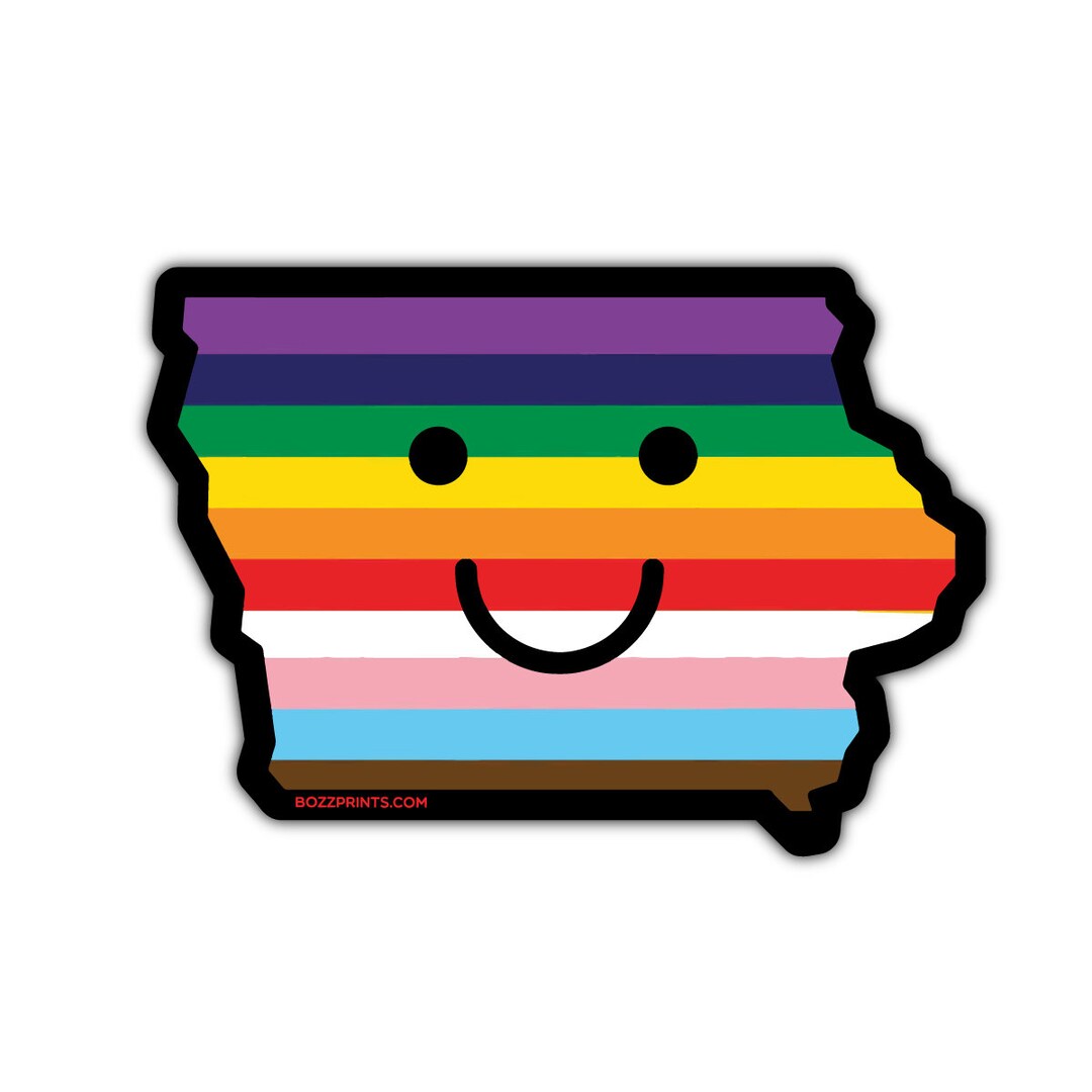 Smiley Face Iowa Pride Sticker - Etsy