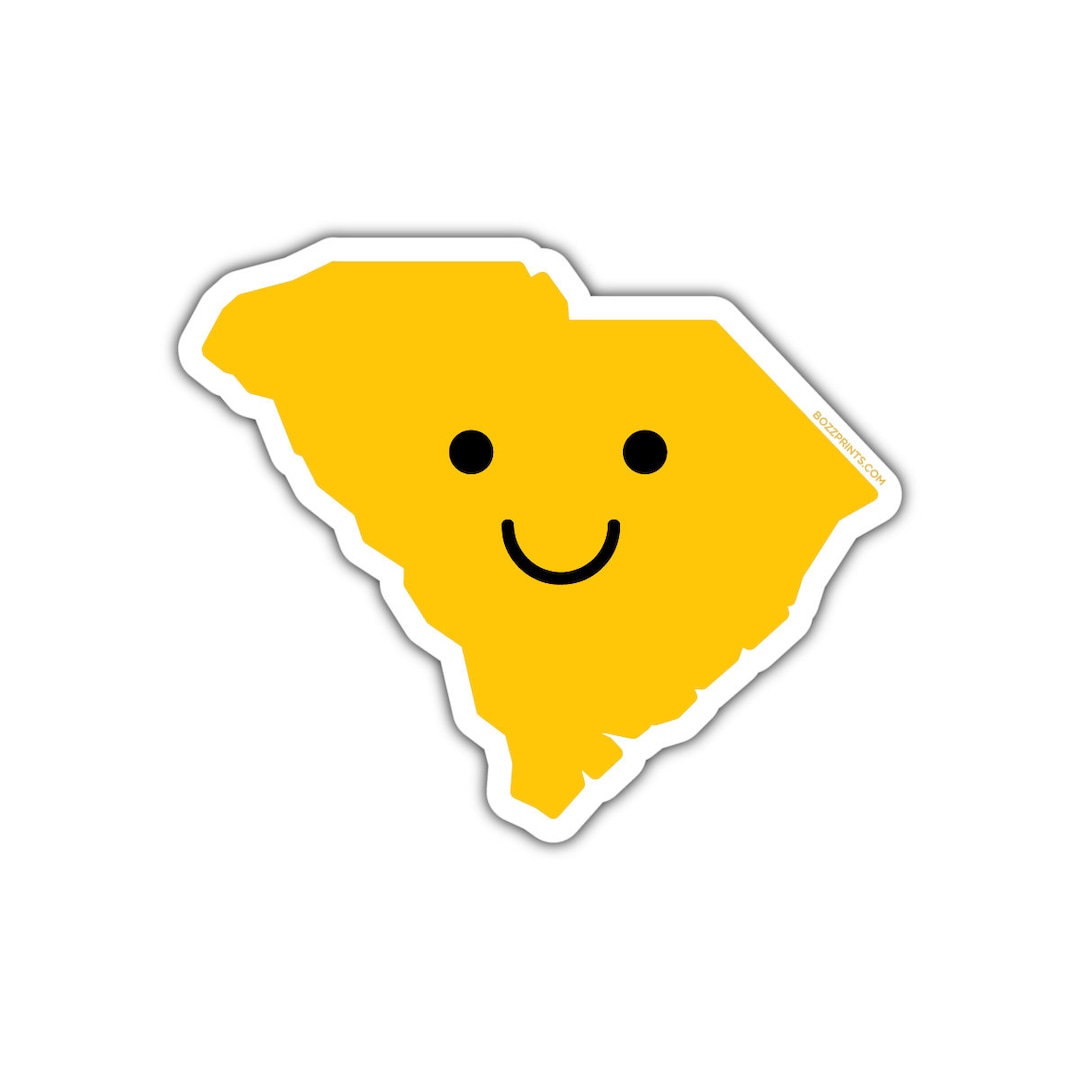 Smiley Face South Carolina Sticker - Etsy