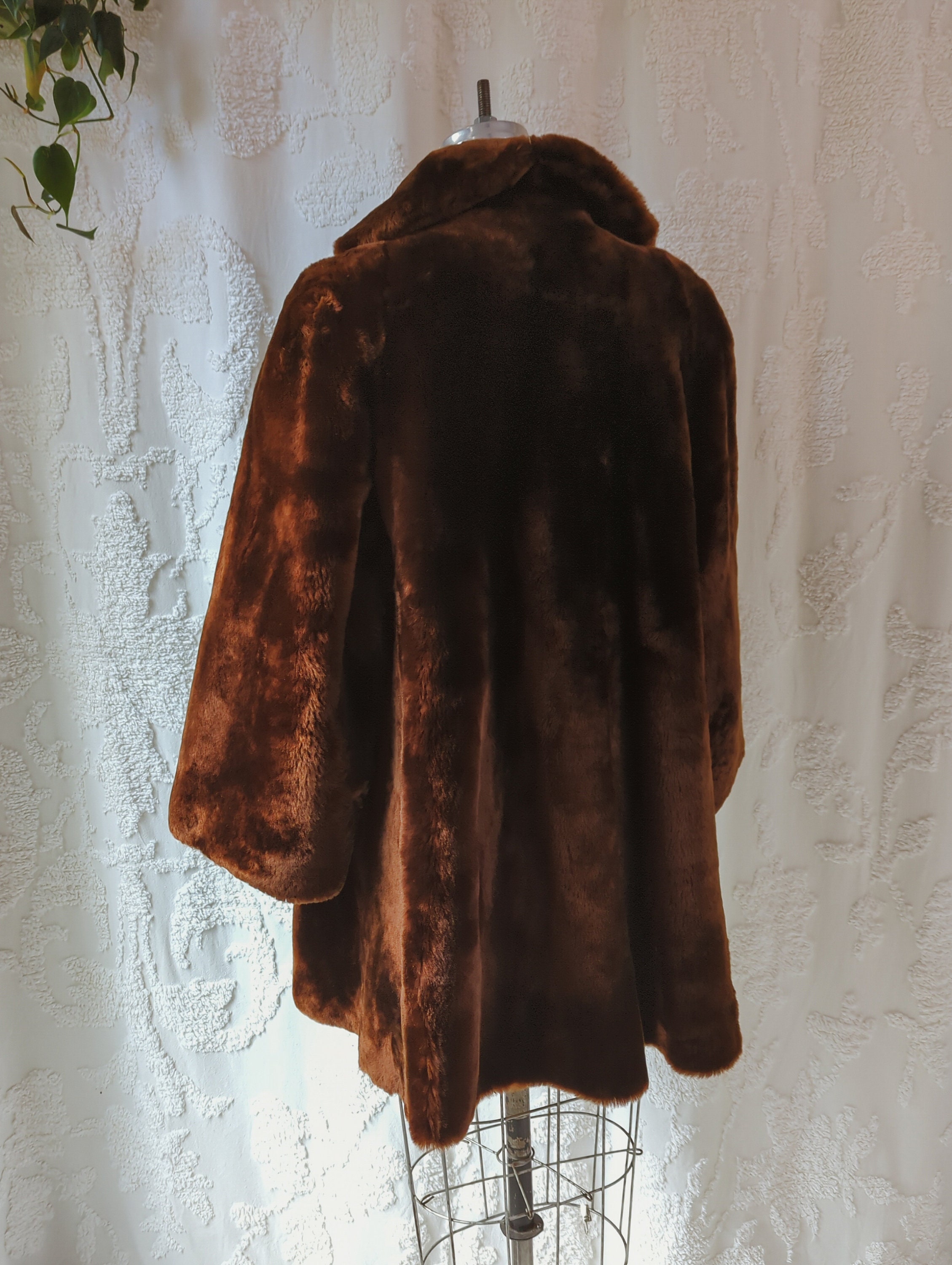 Vintage 1940s Chocolate Brown Mouton Fur Swing Coat / 40's - Etsy