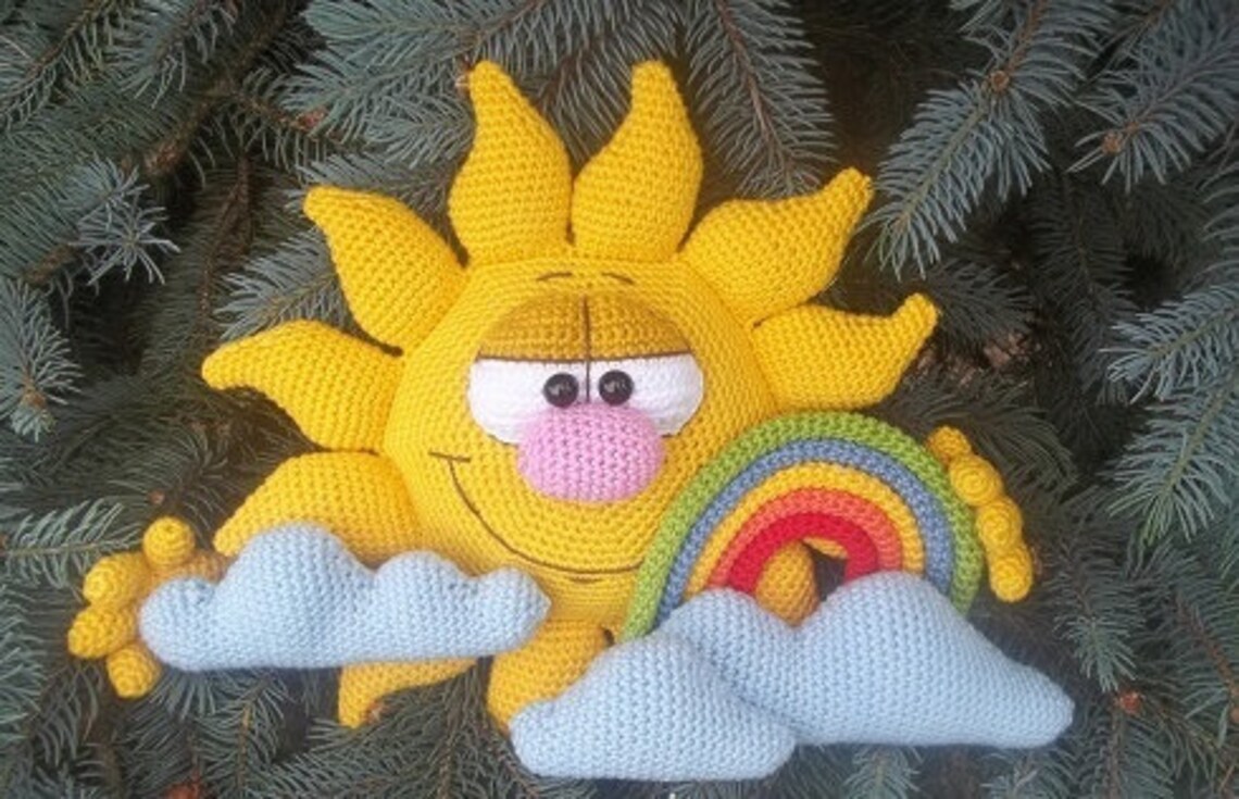 Sun With Clouds and Rainbow Crochet Pattern - Etsy