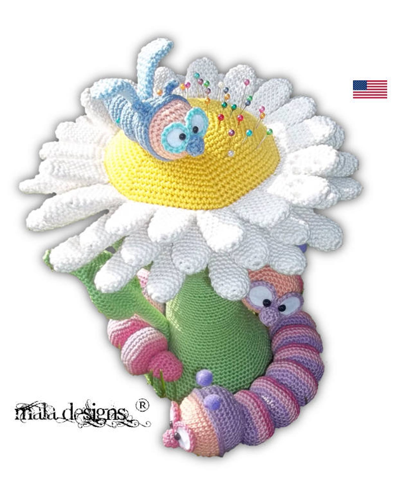 Daisy With Caterpillars Crochet Pattern | Etsy