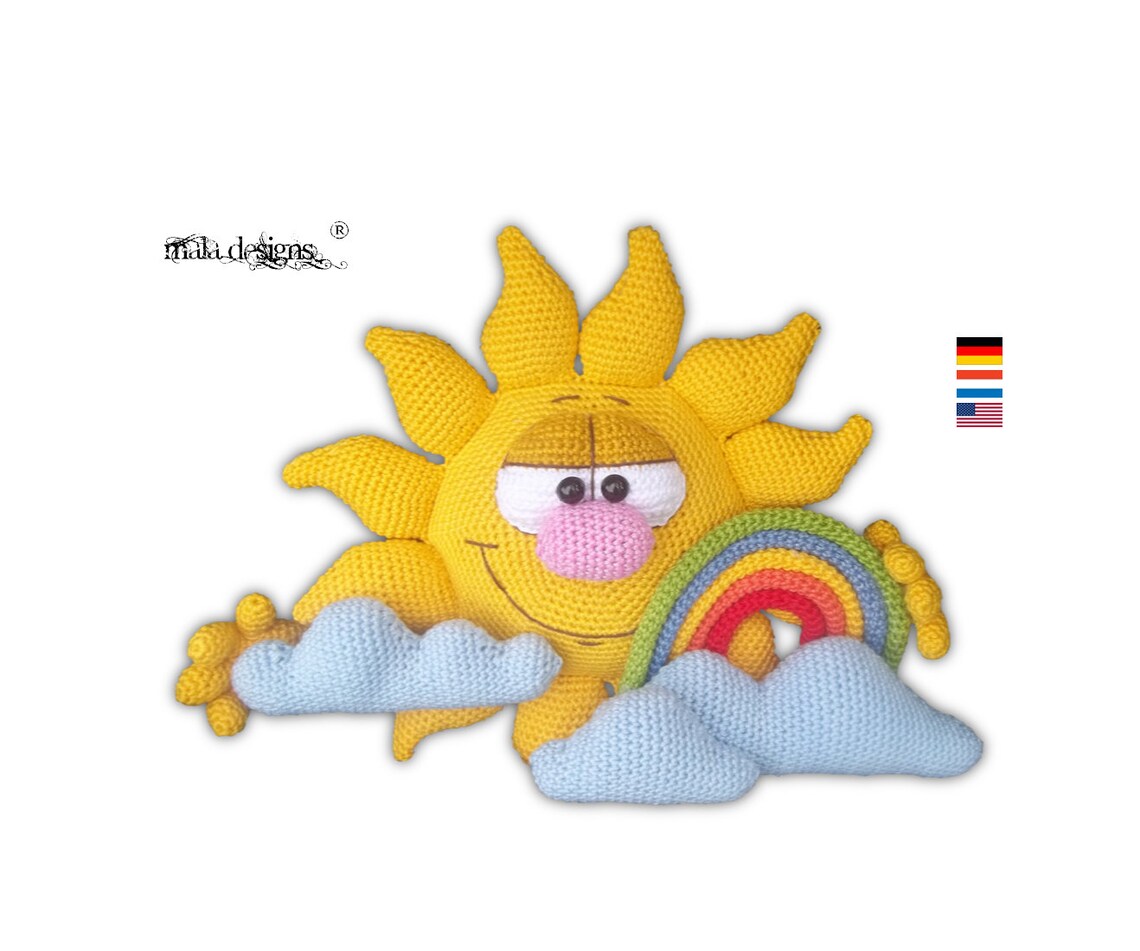 Sun With Clouds and Rainbow Crochet Pattern - Etsy