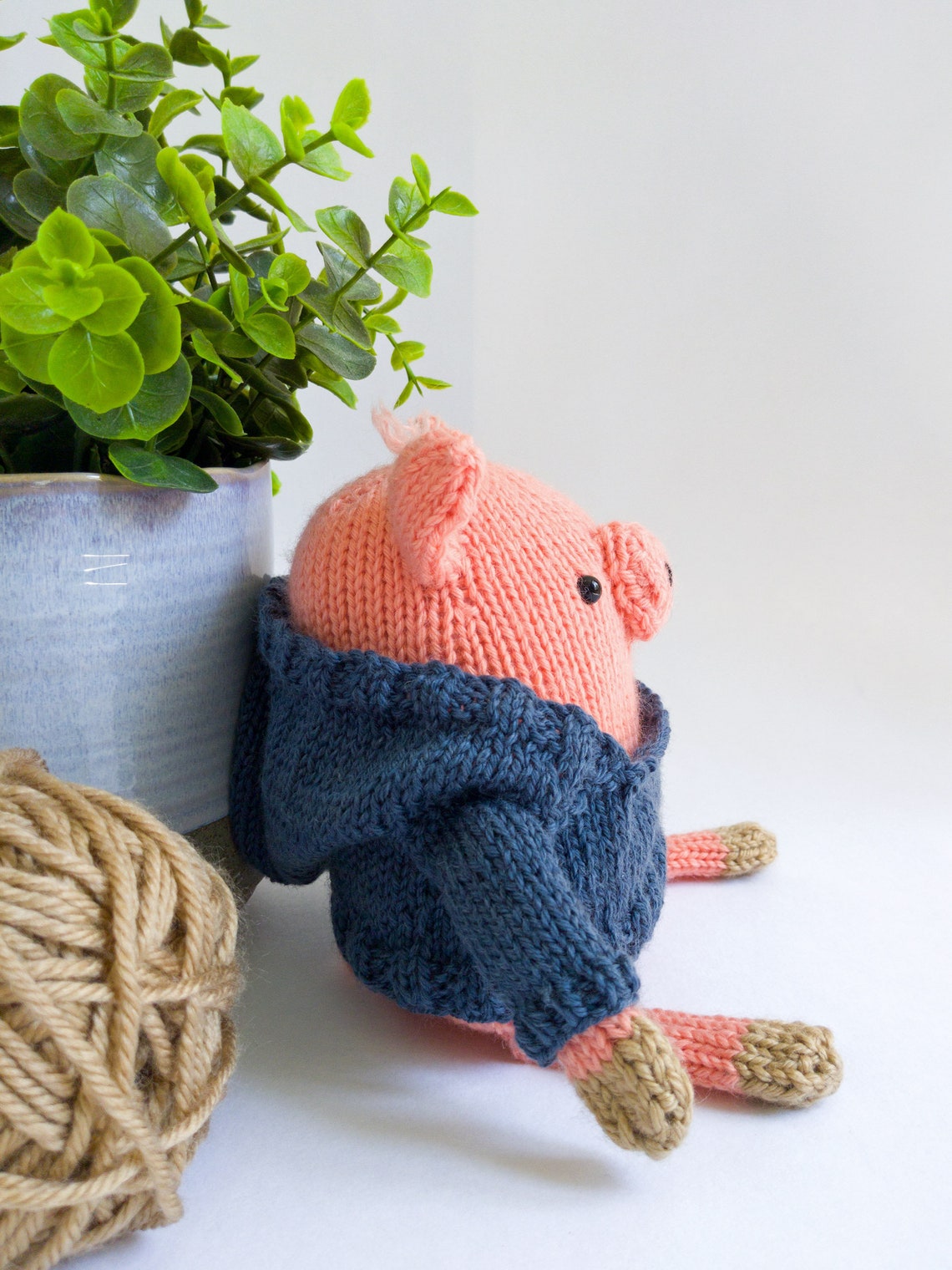 Pig Knitting Pattern, Amigurumi Knitted Piggy in a Hoodie, Soft Toy ...