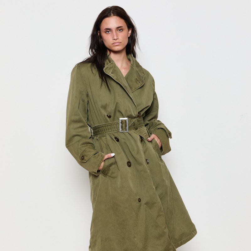 Olive army trench coat - Etsy.de