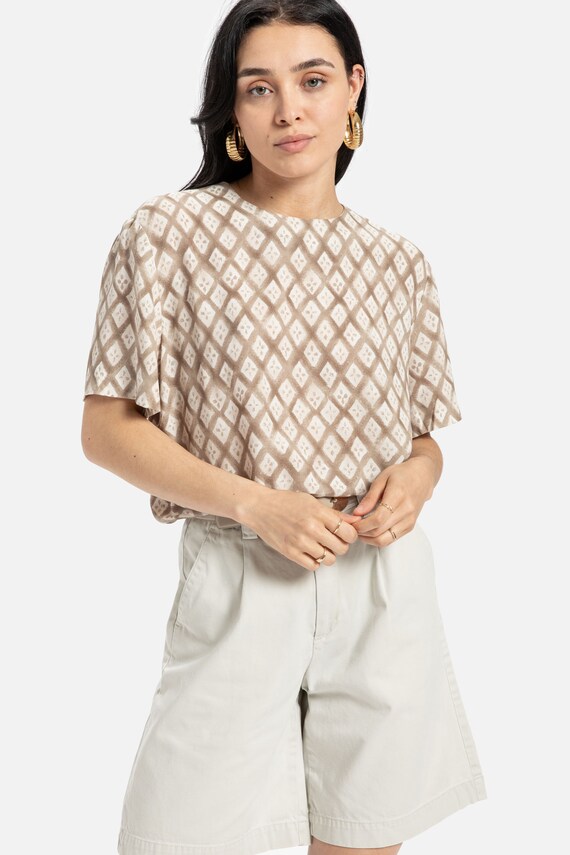 vintage tan 80s top - Gem