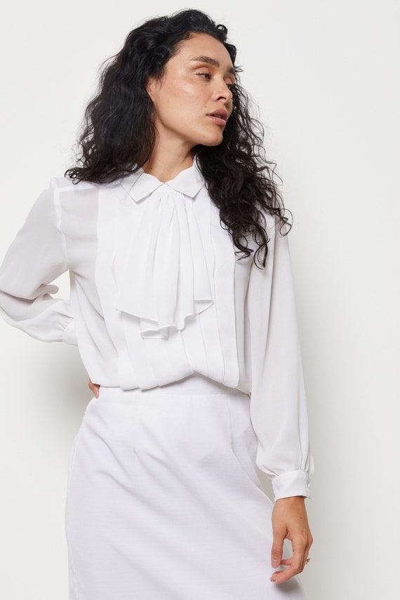 ruffle neck blouse 80s - Gem