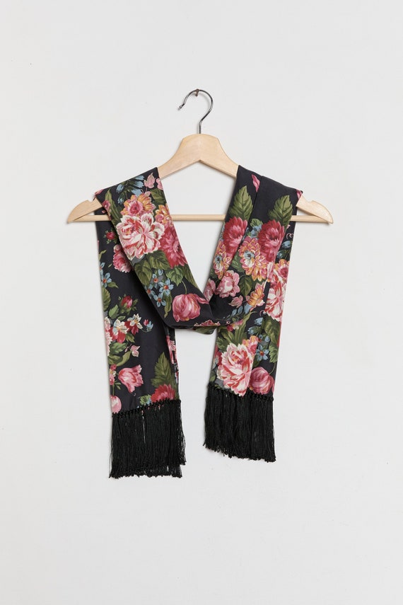 black silk scarf with fringes - Gem