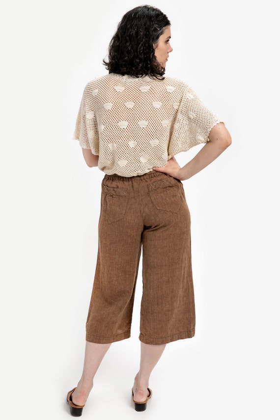 70s Tan Wide Leg Pin Stripe Pant M - Gem