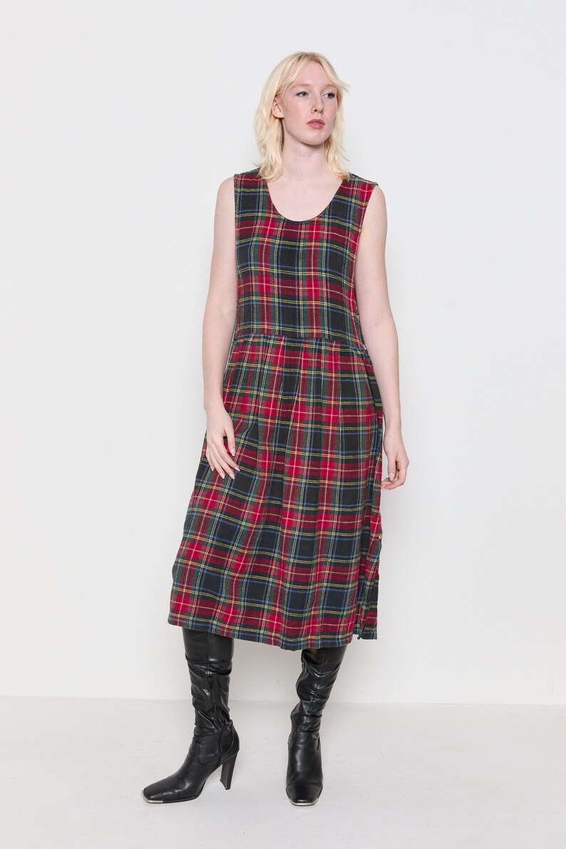 80s Red Tartan Plaid Jumper S - Etsy