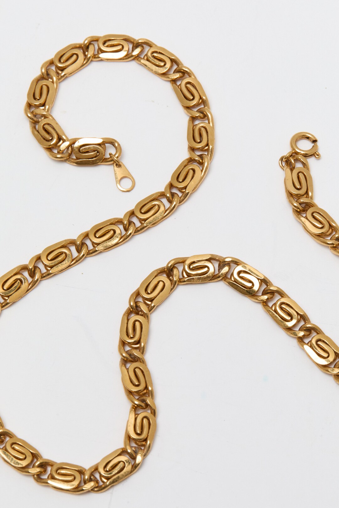 80s Gold Swirl Chain Necklace - Etsy