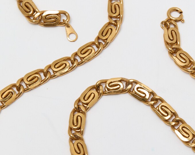 80s Gold Swirl Chain Necklace - Etsy