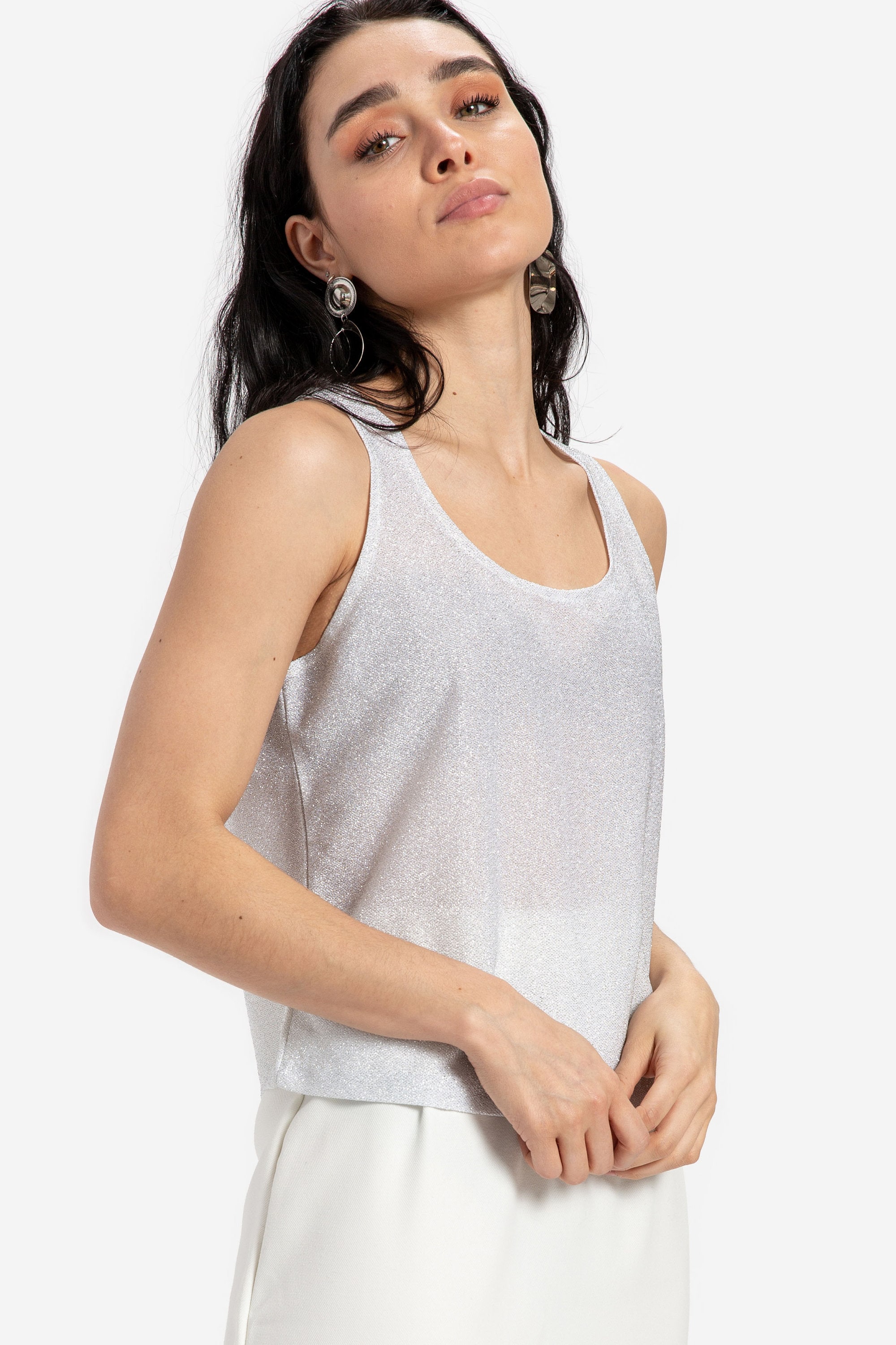 70s Silver Metallic Tank S - Etsy