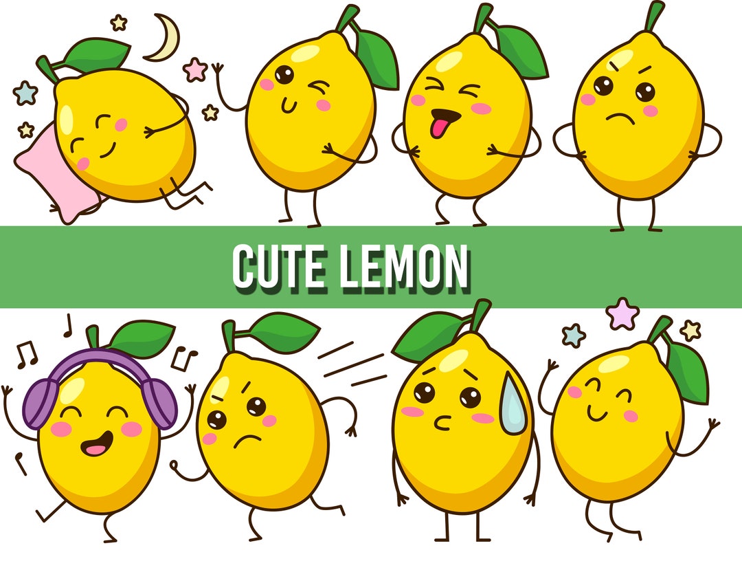 Cute Lemon Clipart Fruit Clip Art Happy Lemon Clipart - Etsy Australia