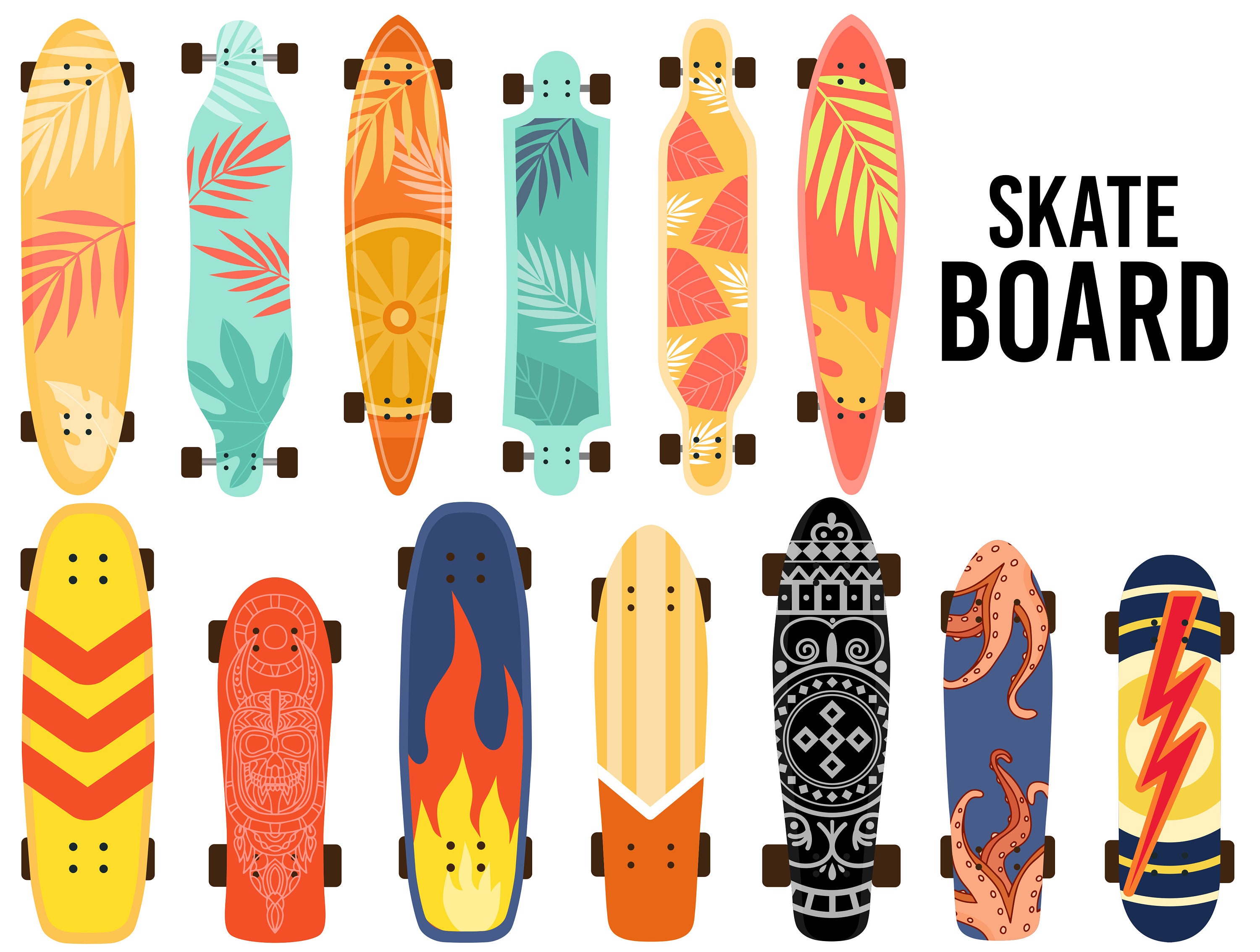 Skateboard Clipart Skating Clip Art Sports Clipart Skate - Etsy