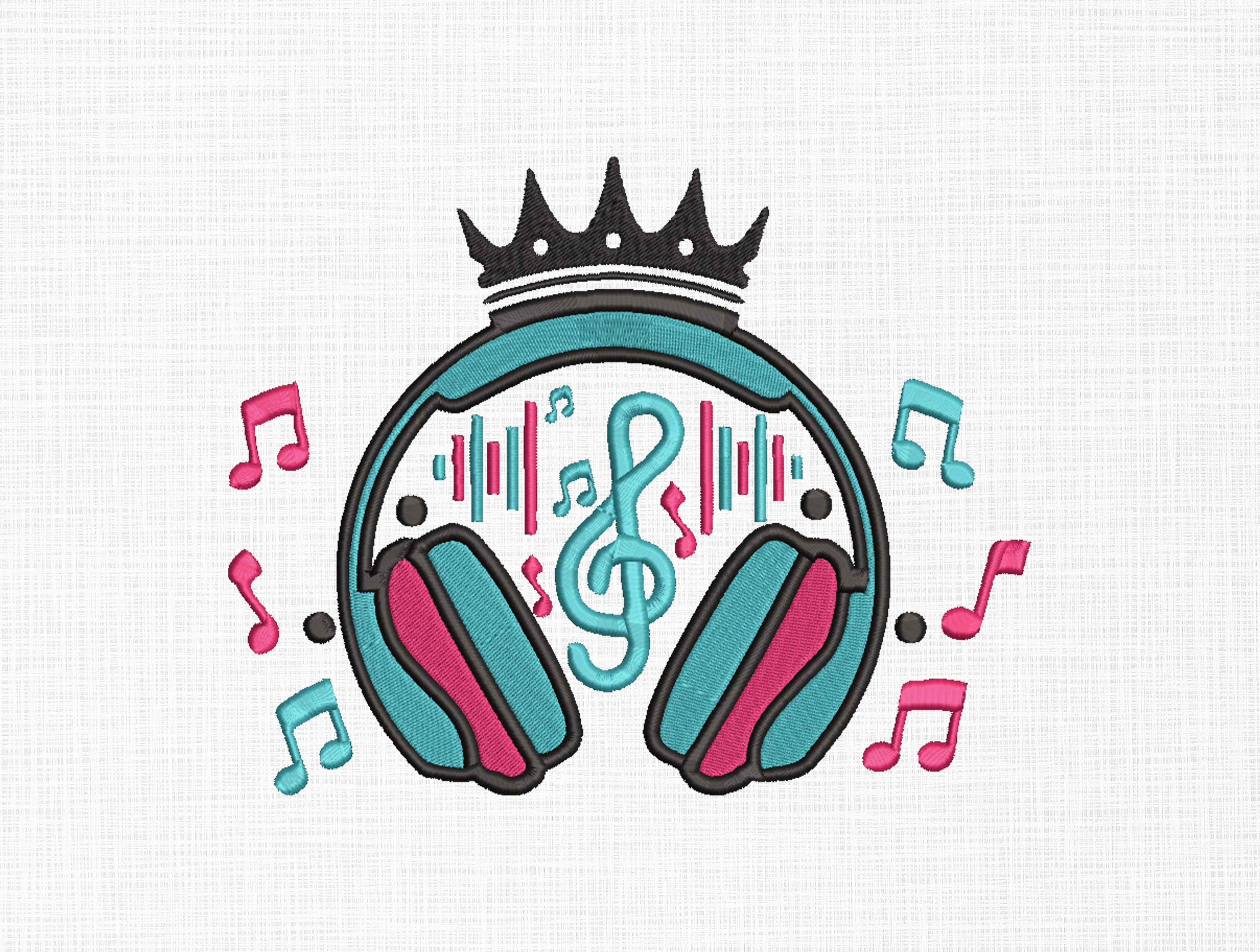 Headphone Crown Embroidery Design Crown Embroidery Design - Etsy