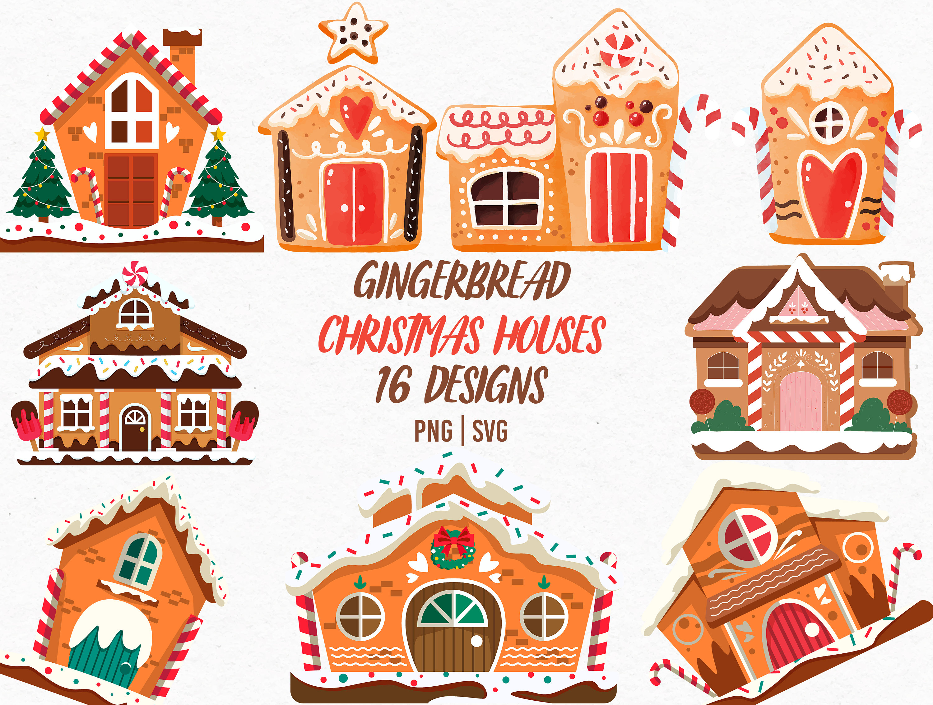 Christmas Gingerbread Houses Clipart SVG Christmas Cookies - Etsy