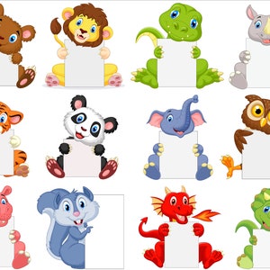 Animal Holding Signs Clipart Blank Signs Digital Art Animal - Etsy