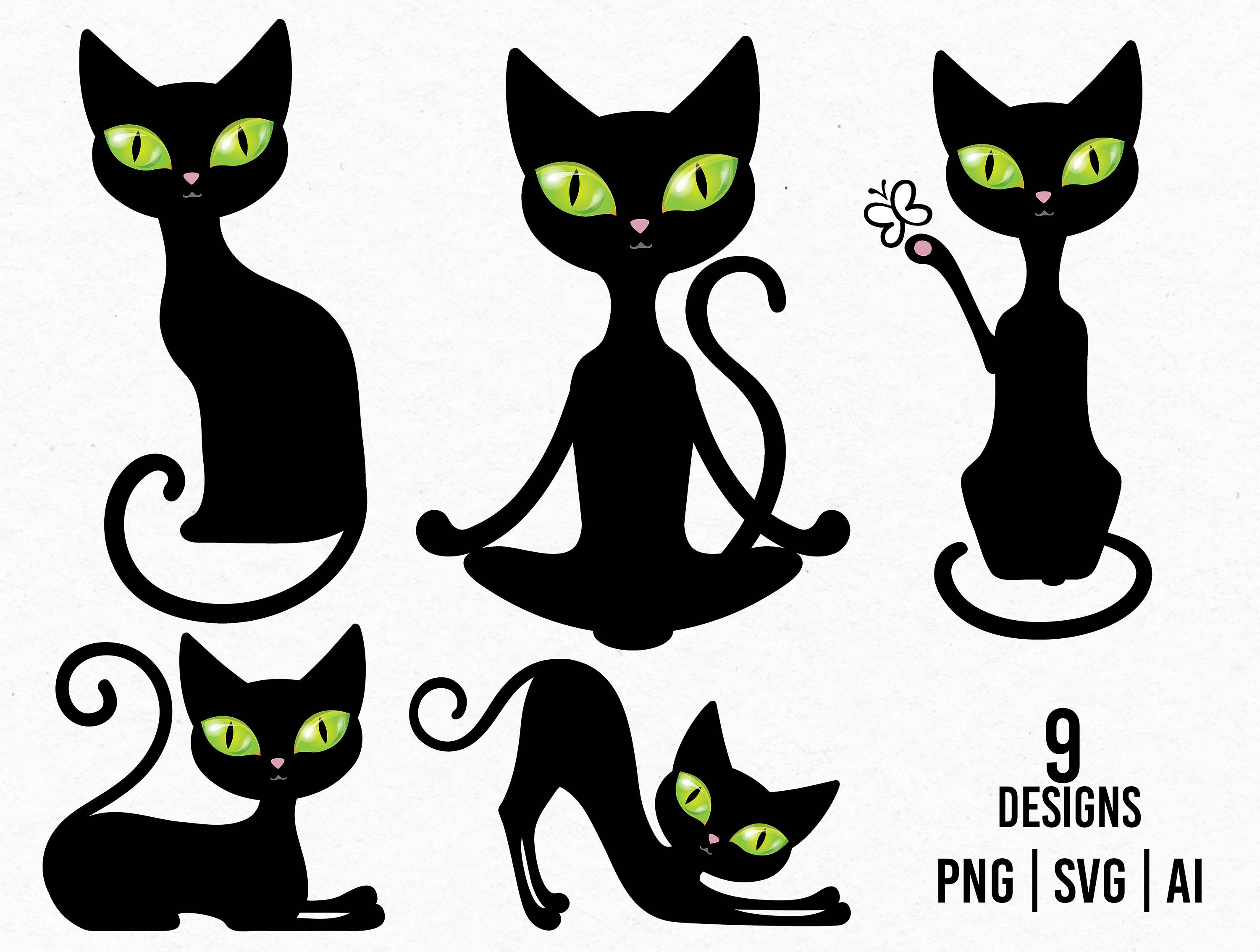 Black Cat Clipart Animals Pets Clipart Cat Bundle Svg Black - Etsy