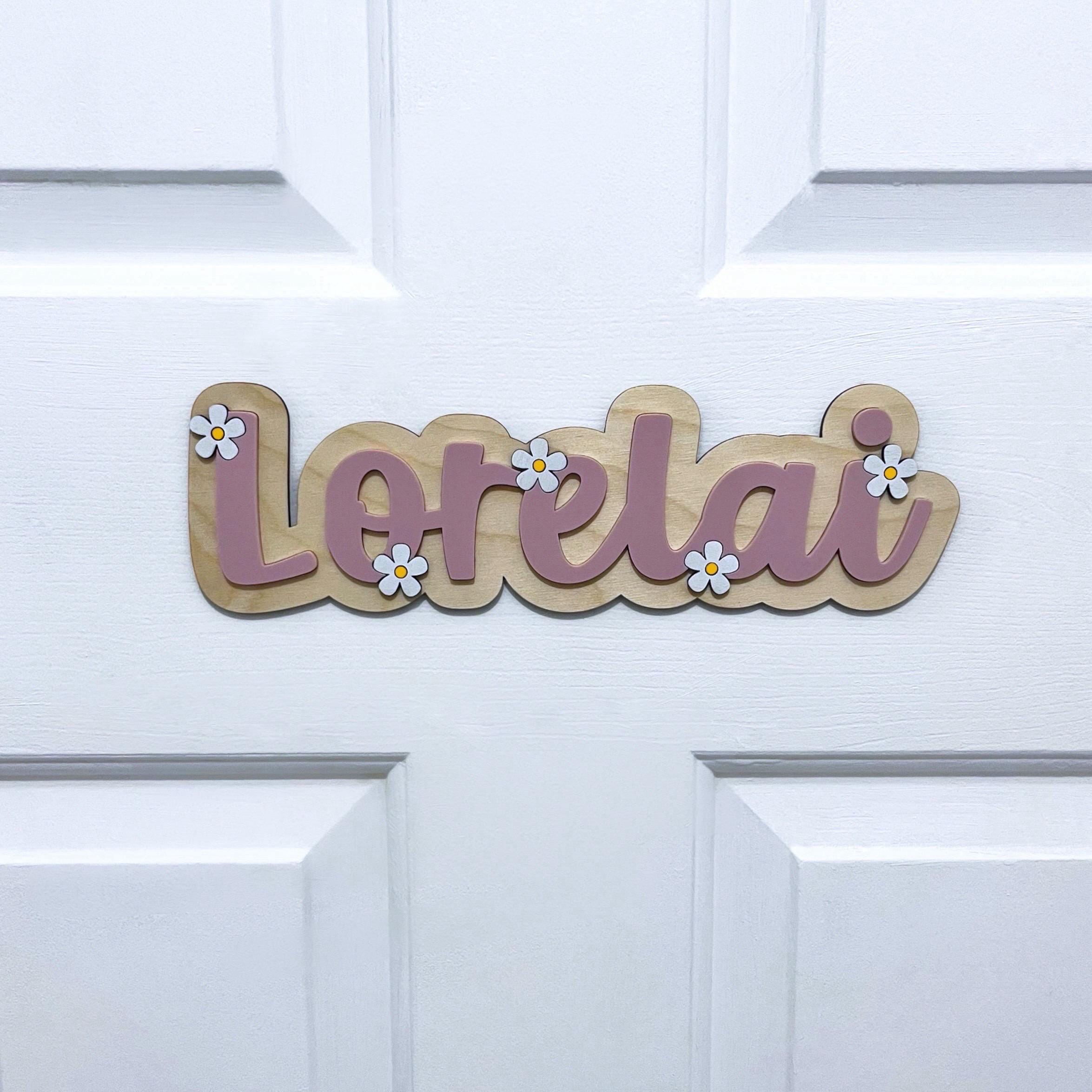 Personalized Door Name Sign - Custom Floral Nursery Sign - Flower Door ...