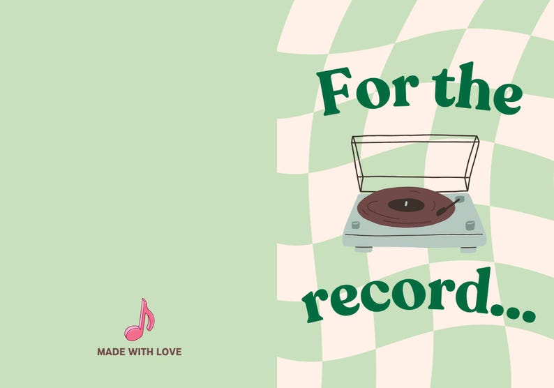 Birthday Card - for the Record - Etsy