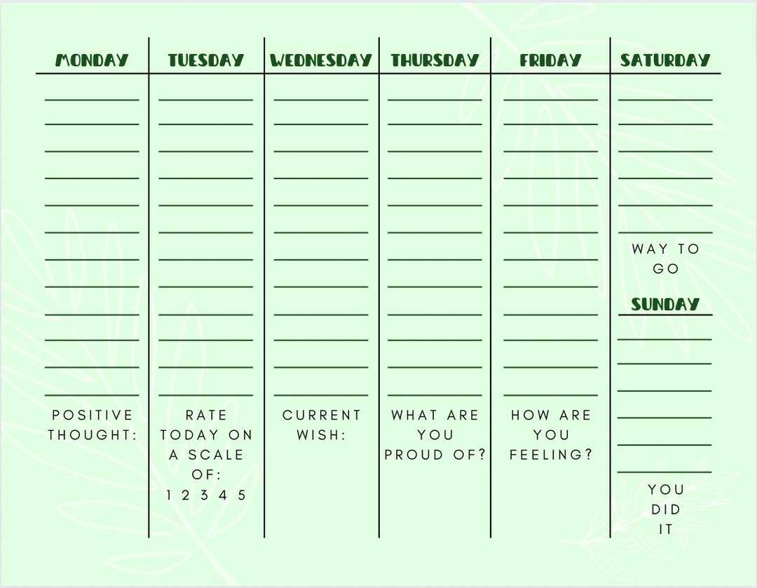 Weekly Planner "positive Palm" - Etsy