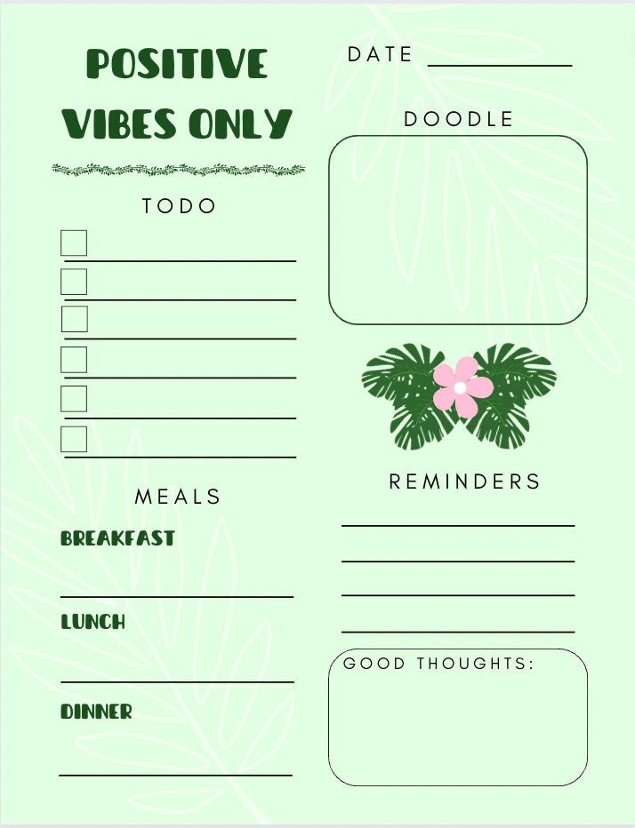 Daily Planner positive Palm - Etsy