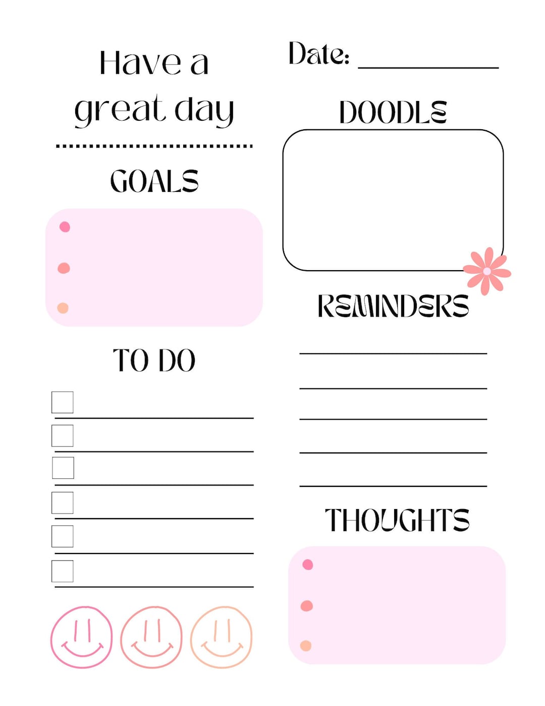 Daily Planner "have A Great Day" - Etsy