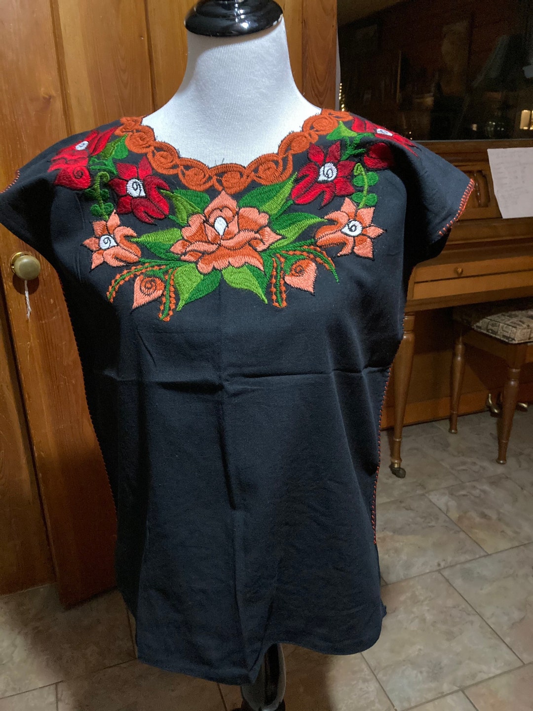 Cotton Guatemalan Machine Embroidered Blouse - Etsy