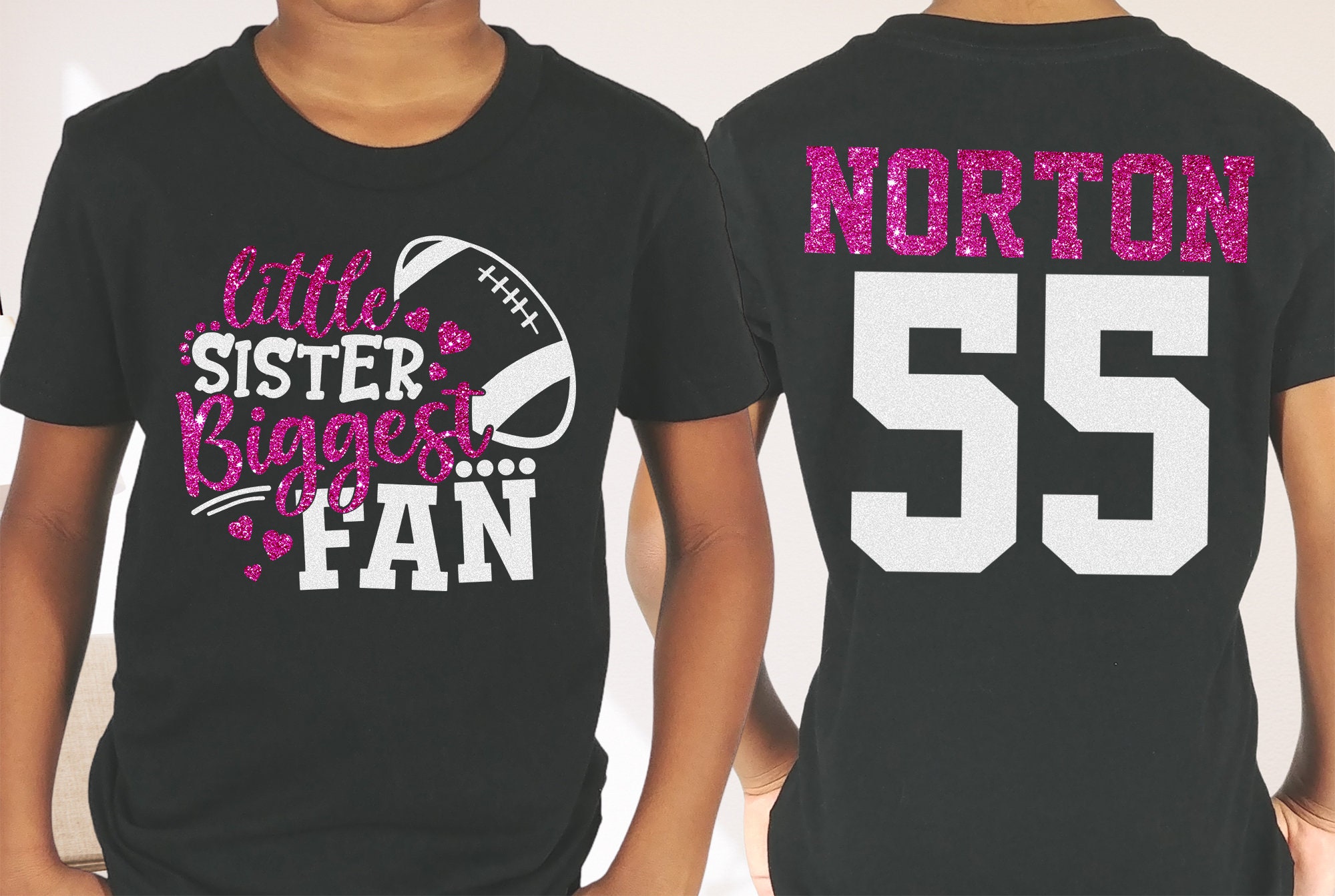 Little Sister Biggest Fan Football Shirt, Personalized Football Shirts ...