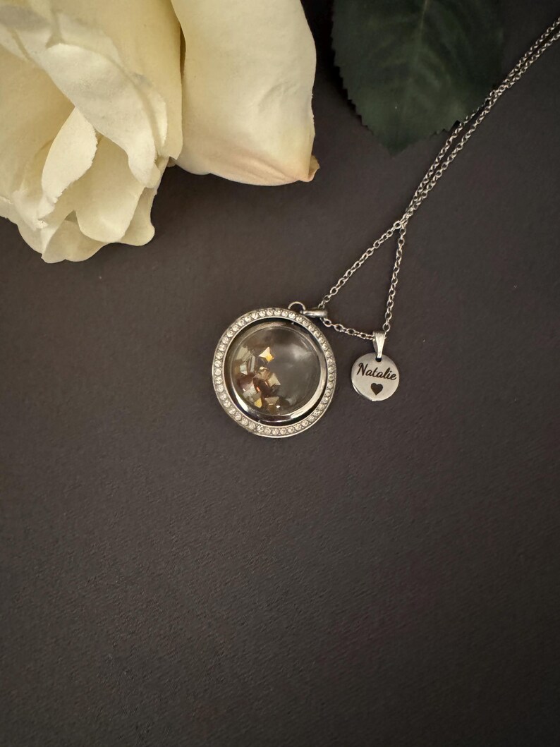 Engraved Crystal Ball Spinning Living Locket, Magnetic Glass ...