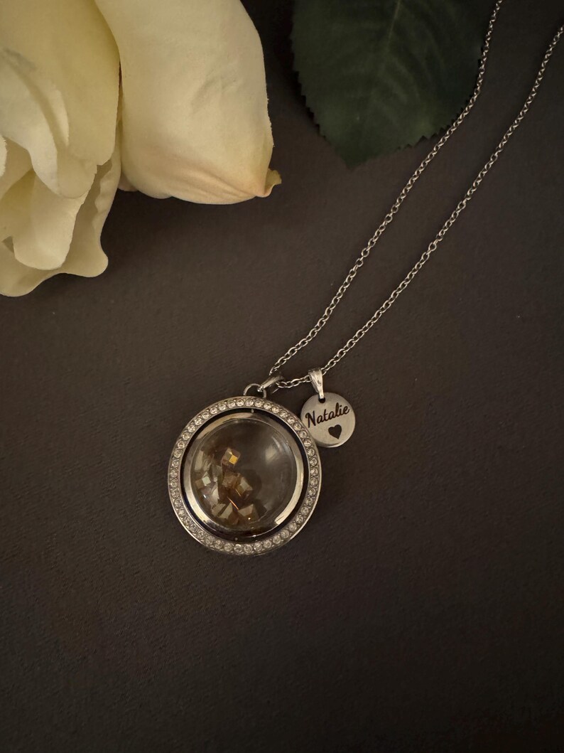 Engraved Crystal Ball Spinning Living Locket, Magnetic Glass ...