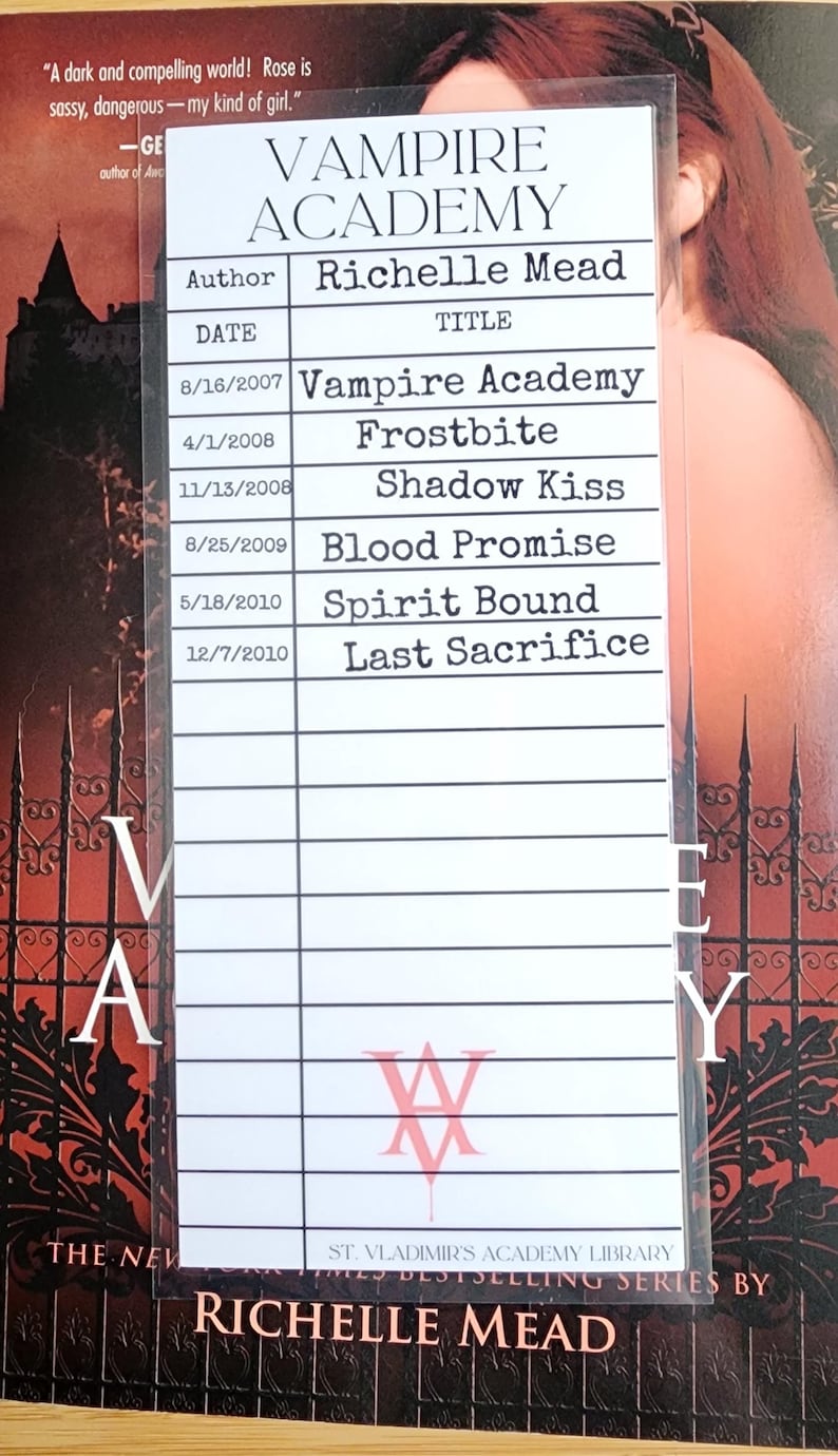 VA Series Inspired Library Card Book Mark | Vampire Academy St ...