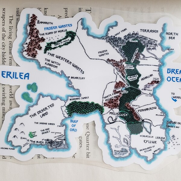 Throne of Glass Map Sticker Erilea - Etsy