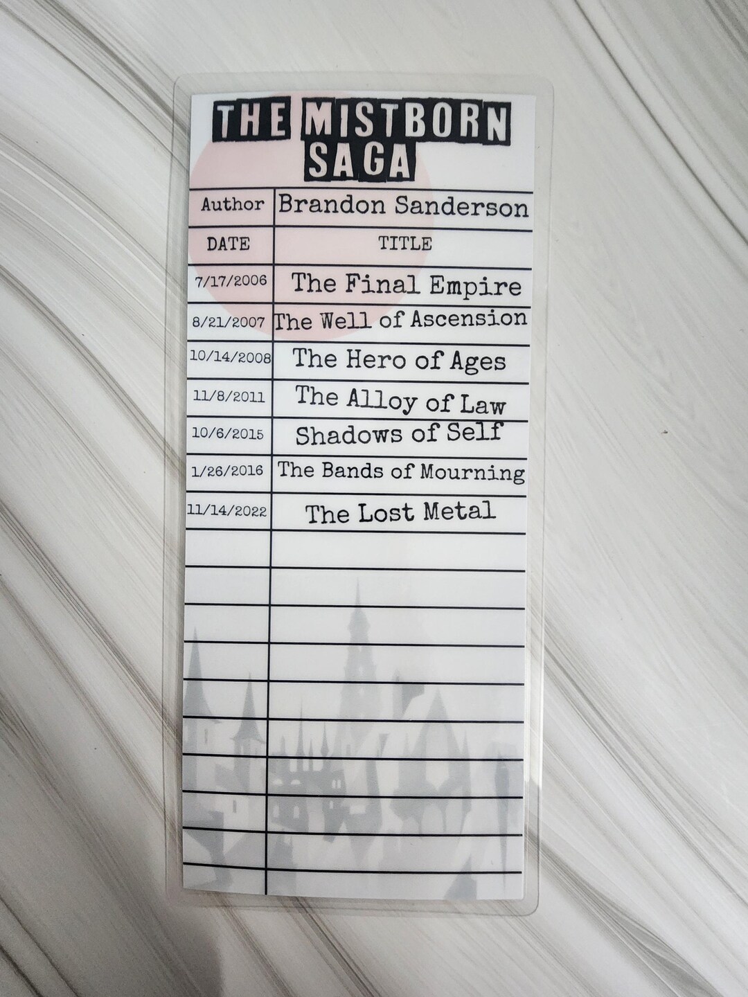 Mistborn Saga Inspired Library Card- Brandon Sanderson Books Fantasy ...