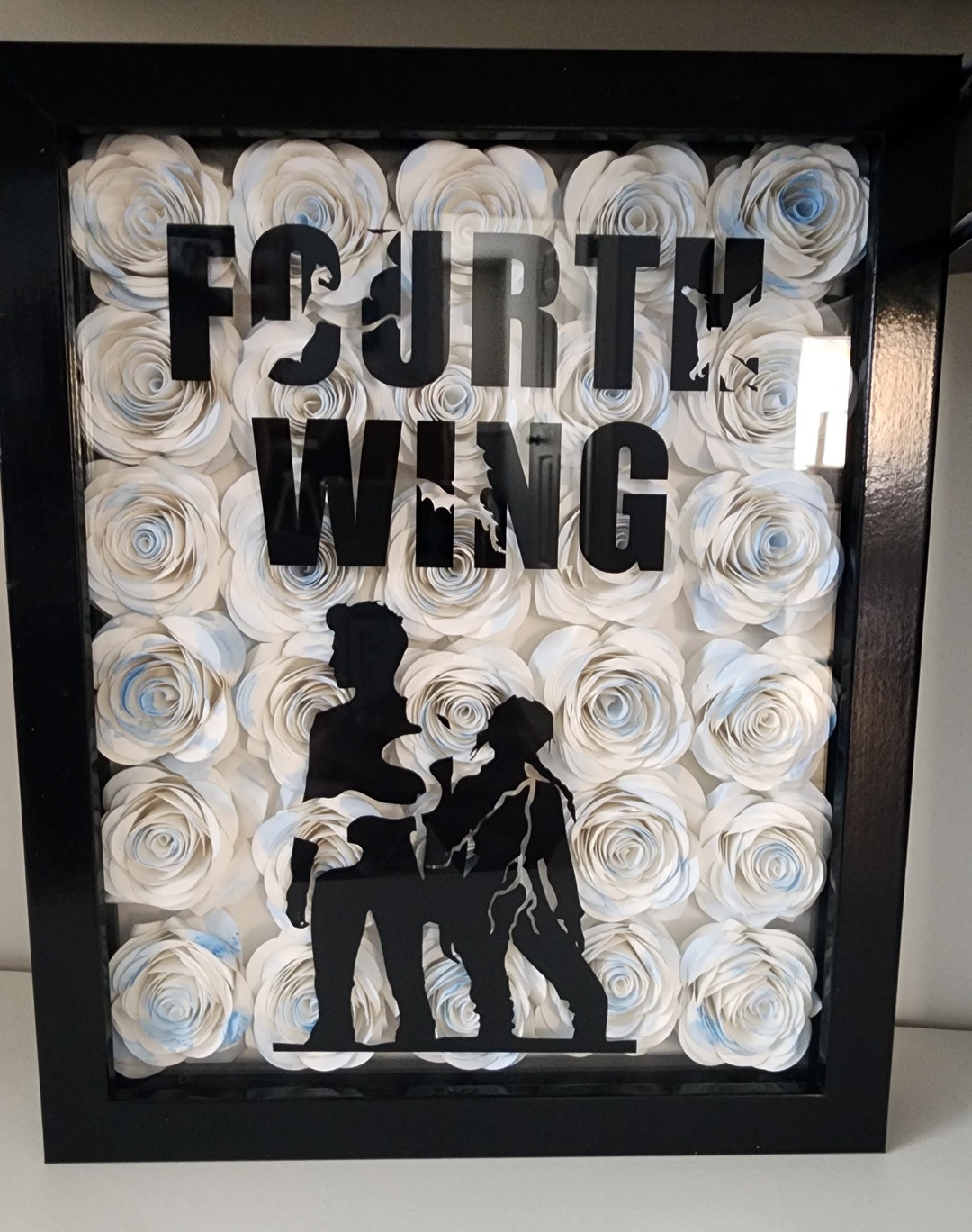 8" X 10" Fourth Wing Floral Shadow Box| Handmade Flowe Box Vinyl ...