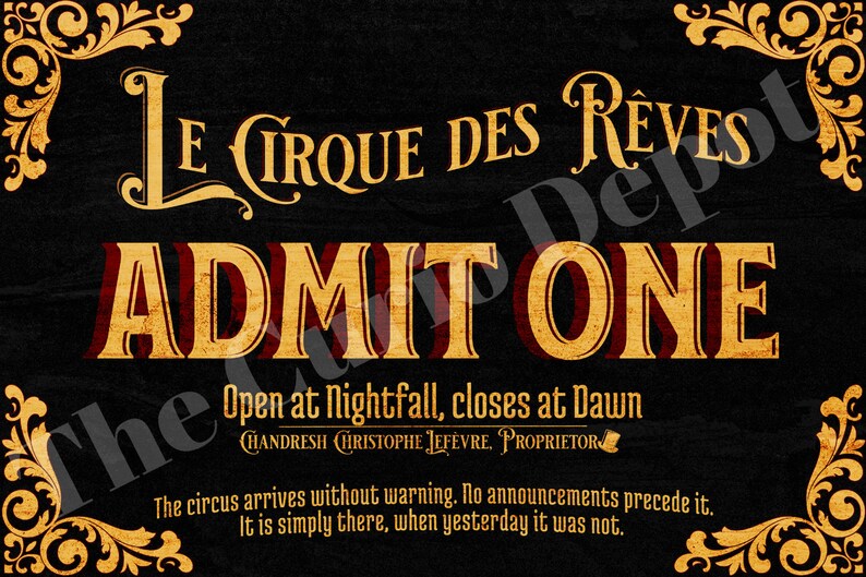 DIGITAL Night Circus Ticket Print Home Decor | Poster | Birthday Last ...