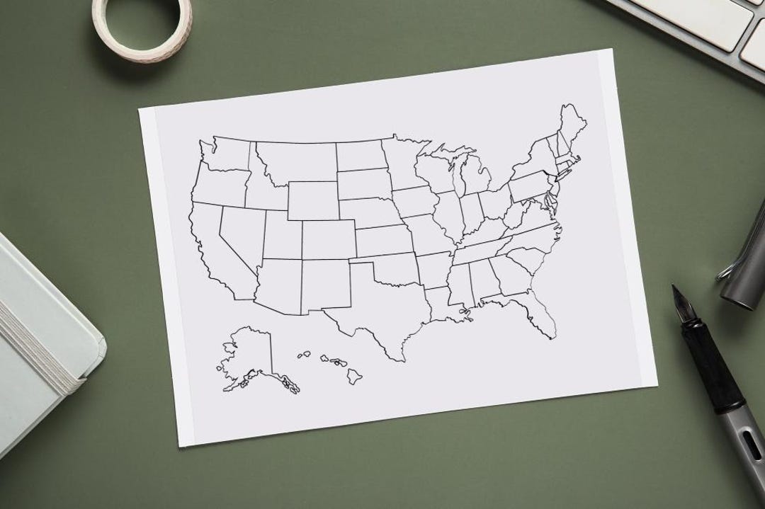 DIGITAL Printable USA Map - Blank & Labeled | Educational Geography ...