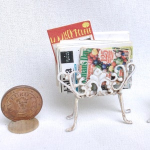 Vintage Look Miniature Magazine Rack, Handmade in Metal , With ...