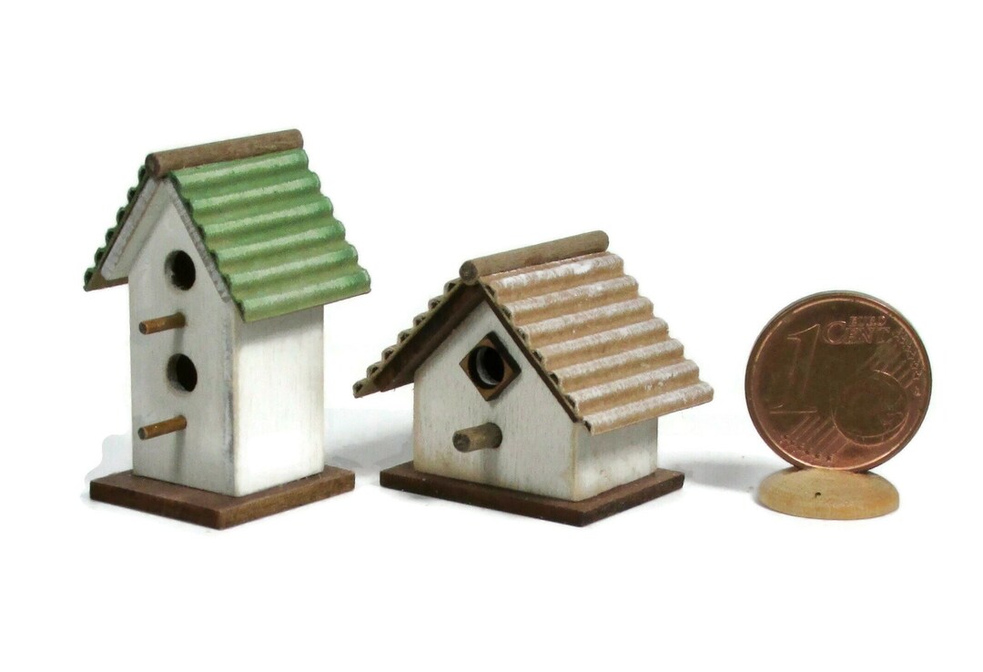 Pretty Bird Houses, Handmade in Wood, Various Models and Colors, 1/12 ...
