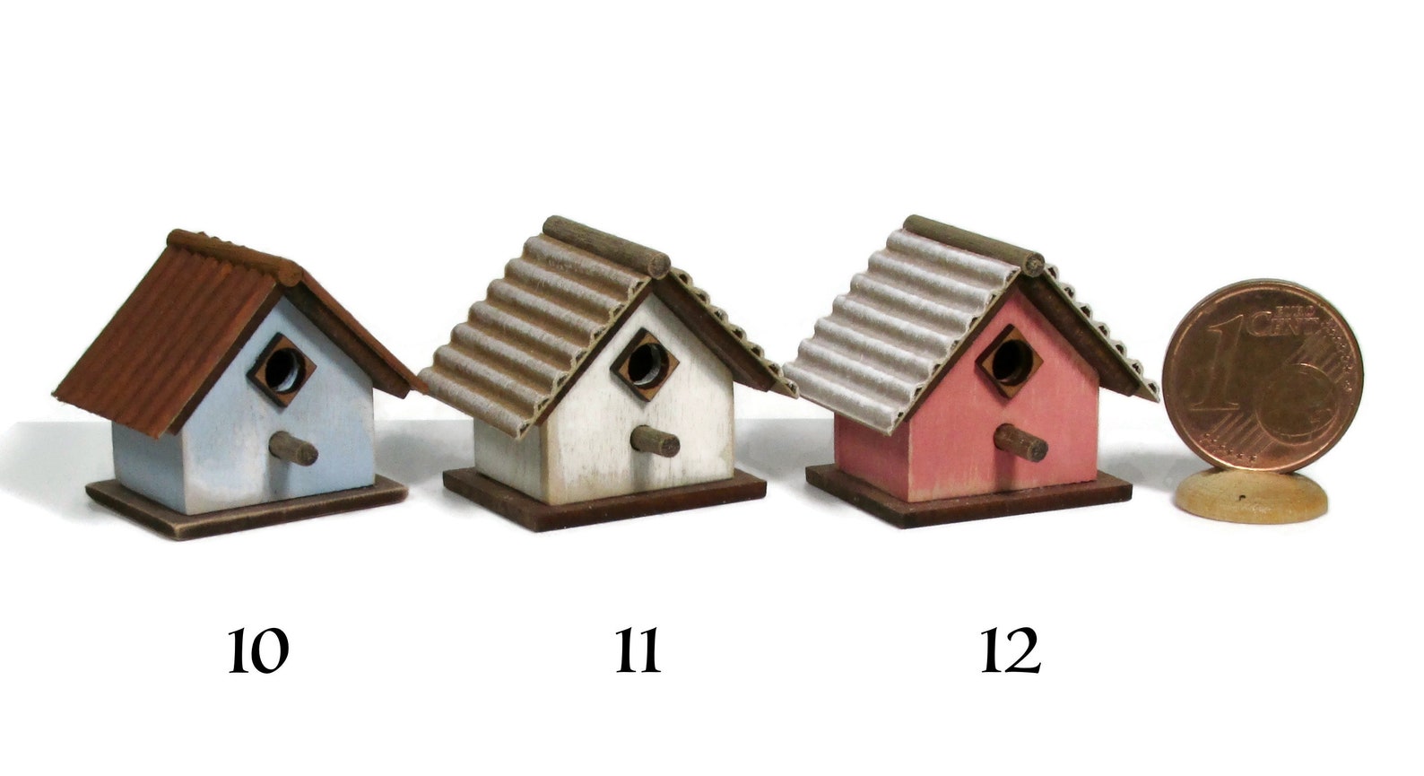 Pretty Bird Houses, Handmade in Wood, Various Models and Colors, 1/12 ...